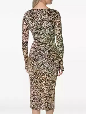 Just Cavalli Leopard-print Cutout-detail Midi Dress