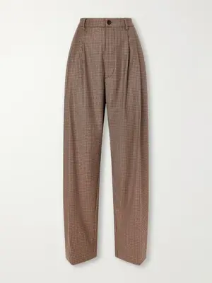 JAMIE HALLER The Tapered Pleated Houndstooth Stretch Wool-blend Pants