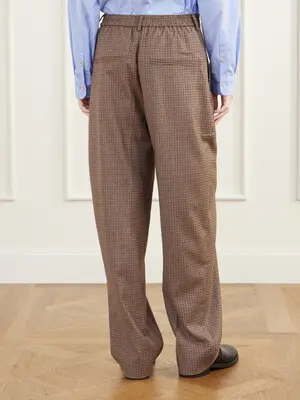JAMIE HALLER The Tapered Pleated Houndstooth Stretch Wool-blend Pants