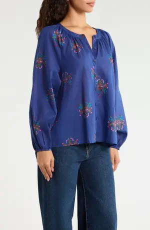 SUGARLIPS Jennis Bouquet Print Cotton Top