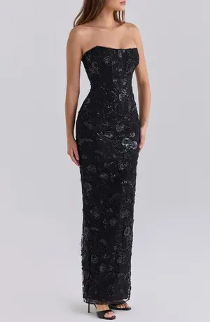 House Of Cb Anisa Embellished Strapless Maxi Dress