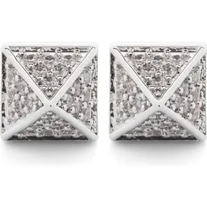 EDDIEBORGO Pyramid Pave Stud Earrings - Silver