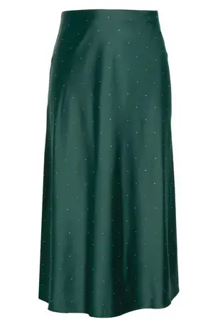 Anne Klein Embellished Bias Flared Maxi Skirt - Pine Forest
