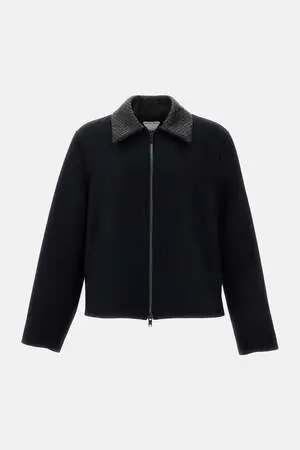 Bottega Veneta Giacca In Lana Con Colletto Intrecciato - Nero