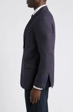 Emporio Armani Micro Box Virgin Wool Sport Coat - Navy