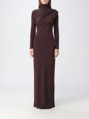 COURREGES Draped High-neck Long Evening Gown In Jersey