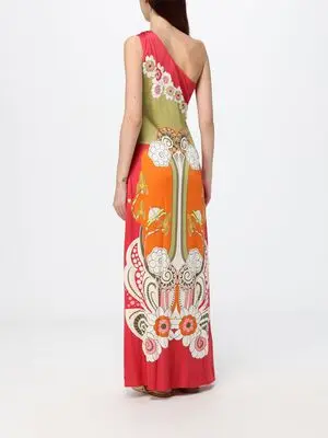 La DoubleJ One-shoulder Ethnic-print Silk Twill Gown