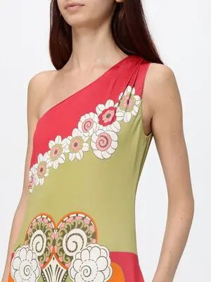 La DoubleJ One-shoulder Ethnic-print Silk Twill Gown