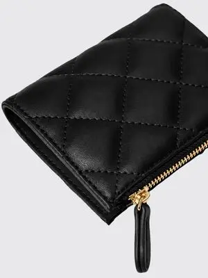 TWINSET Small Quilted Faux Leather Wallet With Metallic Logo