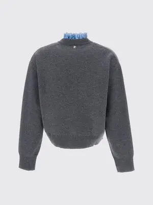Rabanne Wool And Cashmere Cardigan With Lace Inserts And Dropped Shoulders - Grey