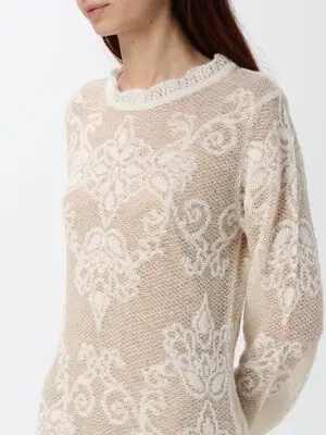 TWINSET Slim Fit Alpaca Wool Blend Knit Midi Dress - Beige