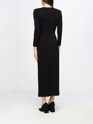 TWINSET Slim Fit Midi Sheath Dress In Jersey With Deep V-neck