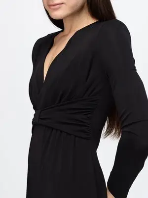 TWINSET Slim Fit Midi Sheath Dress In Jersey With Deep V-neck