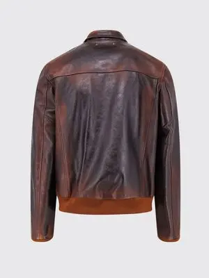 GOLDEN GOOSE Distressed-effect Cowhide Leather Bomber Jacket