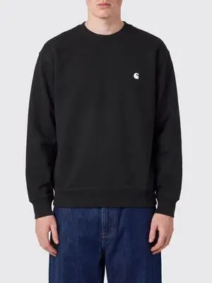Carhartt Work In Progress Cotton Crewneck Sweatshirt With Embroidered Contrast Logo - Black
