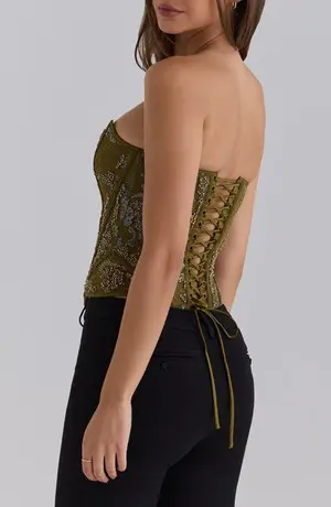 House Of Cb Calliope Embellished Lace Corset Top