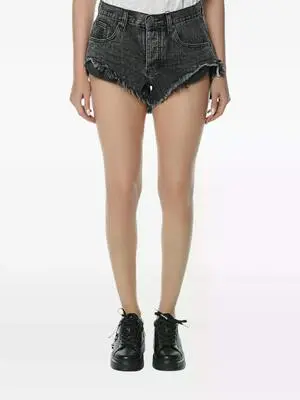 ONETEASPOON Rollers Frayed Denim Shorts - Black