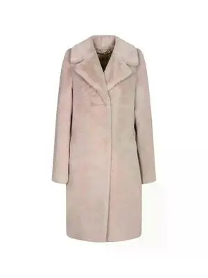 Herno Faux-fur Notched-lapels Coat - Neutrals