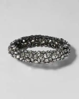 Alexis Bittar Archive Crystal Clustered Gunmetal Hinge Bracelet - Clear