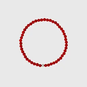 TAMA TOKYO Red Coral Bracelet With Sterling Silver Bead - Red/silver