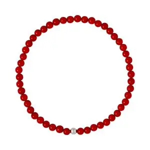 TAMA TOKYO Red Coral Bracelet With Sterling Silver Bead - Red/silver