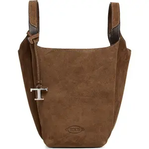 TOD'S Mini Apa Suede Bucket Bag - Tabacco/palissandro