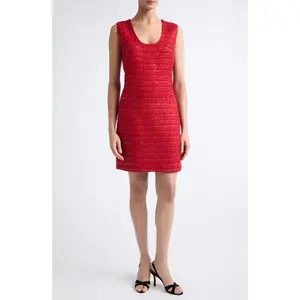 St. John Tweed Sheath Dress - Cardinal Multi