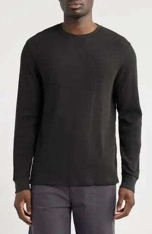 FLINT & TINDER BY HUCKBERRY Waffle Thermal Crewneck T-shirt - Black
