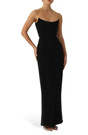 SAU LEE Vesper Crystal Embellished Strapless Gown