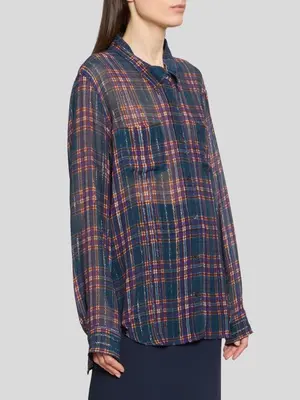 Dries Van Noten Cheers Plaid Oversized Shirt - Blue