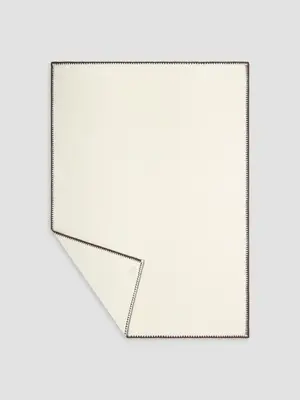 Barefoot Dreams Cozychic Rib-knit Blanket Stitch Throw Blanket - Cream Java