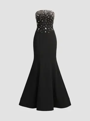Mac Duggal Crêpe Strapless Embellished Mermaid Gown