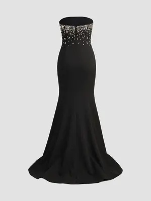 Mac Duggal Crêpe Strapless Embellished Mermaid Gown