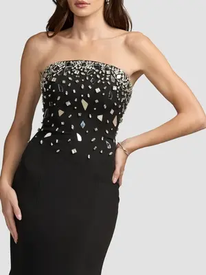Mac Duggal Crêpe Strapless Embellished Mermaid Gown