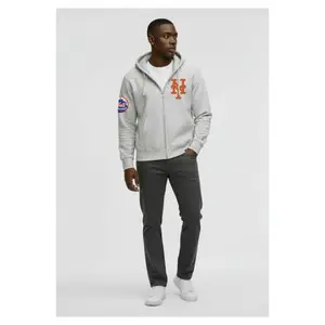 Champion New York Mets Reverse Weave Chenille Full-zip Hoodie - Gray