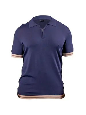 MACEOO Polo Zip Shirt - Blue