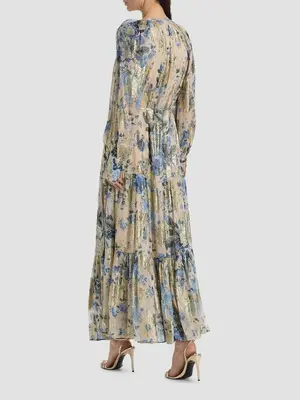 Kobi Halperin Xandra Metallic Floral Maxi Dress