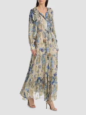 Kobi Halperin Xandra Metallic Floral Maxi Dress
