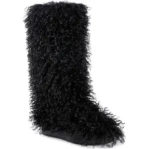 AZALEA WANG Denton Faux Fur Boot - Black