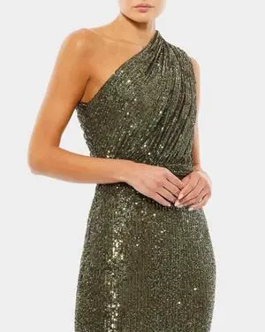 Mac Duggal Sequin One-shoulder Column Gown