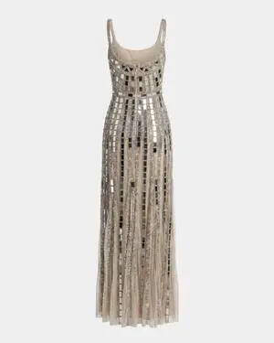 Mac Duggal Mirror Embellished Mesh Gown