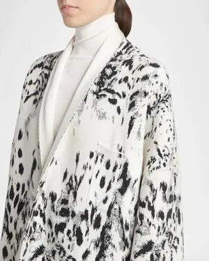 TOM FORD Lynx Jacquard Compact Velvet Viscose Oversized Sculptural Coat - White/black