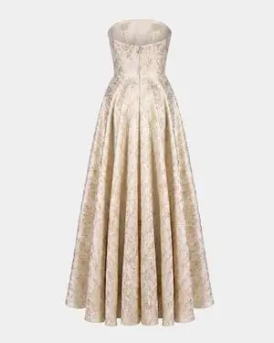Mac Duggal Strapless Brocade Fit &amp; Flare Gown