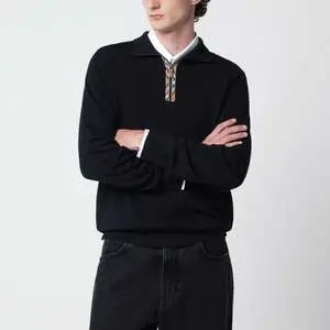 Burberry Navy Wool Sweater With Half Zip