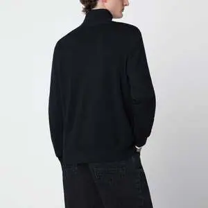 Burberry Navy Wool Sweater With Half Zip