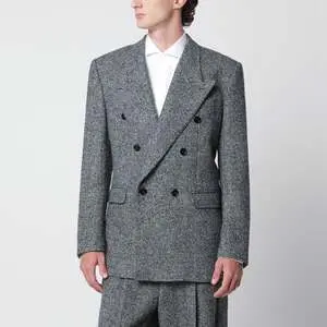 Dolce & Gabbana Sinatra Double-breasted Jacket In Speckled Wool Blend - Grey