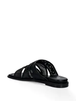 Dkny Logo-embroidered Crossover-strap Flat Sandals