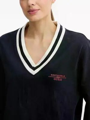 Guess X North Sails Striped-trim V-neck Sweatshirt