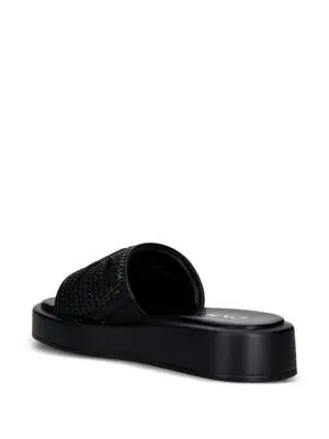 Dkny Logo-patch Woven Flat Sandals