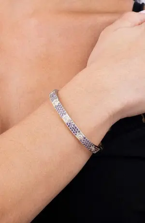 Sterling Forever Lumire Amethyst Cz Bangle - Silver